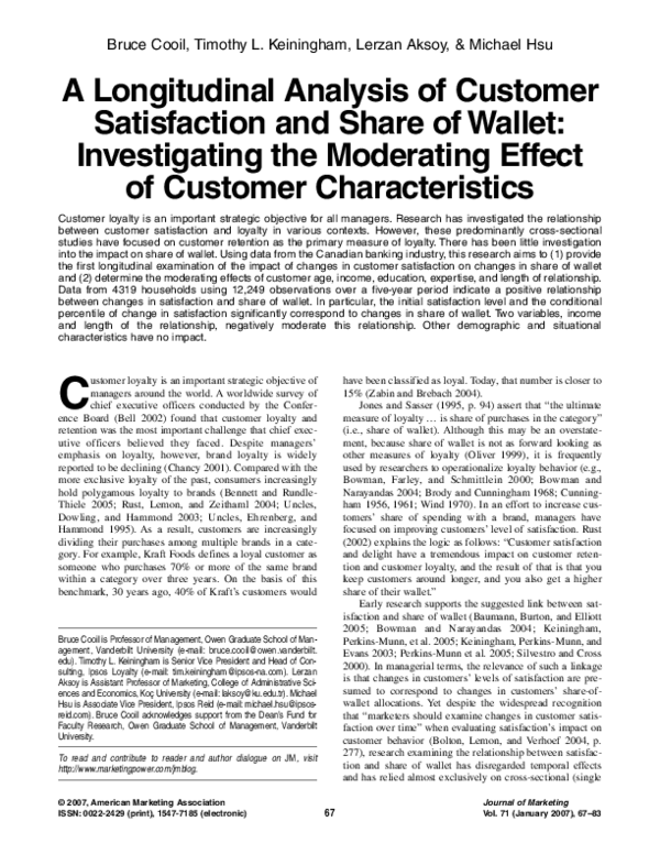 (PDF) A Longitudinal Analysis of Customer Satisfaction, Relationship ...