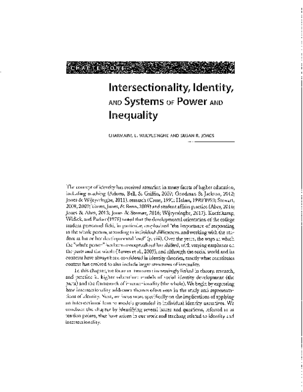 (PDF) REVISED REPRINT Intersectionality Identity Power Inequality Wijeyesinghe Jones 2019