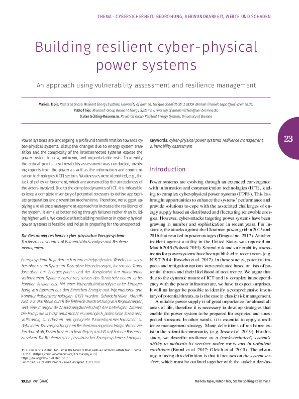 (PDF) Building resilient cyber-physical power systems