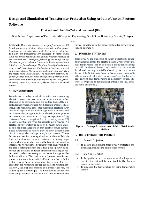 (PDF) Design and Simulation of Transformer Protection Using Arduino Uno on Proteus Software