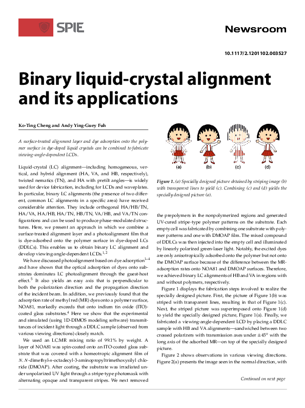 (PDF) Binary liquid-crystal alignment and its applications