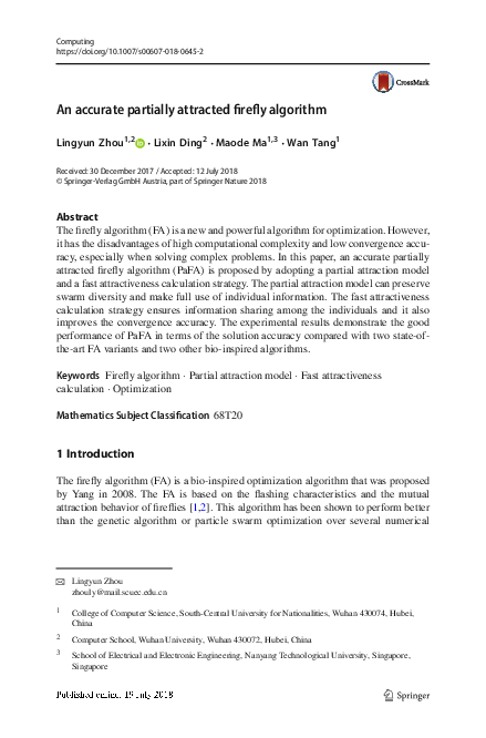 (PDF) An accurate partially attracted firefly algorithm