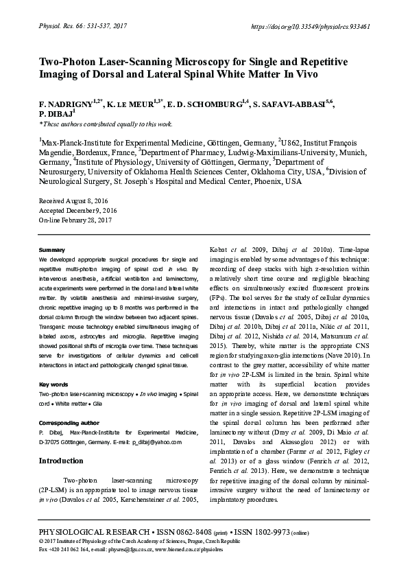 (PDF) Two-Photon Laser-Scanning Microscopy for Single and Repetitive Imaging of Dorsal and ...