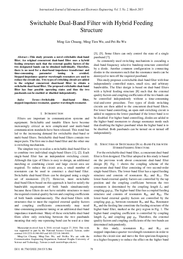 (PDF) Switchable Dual-Band Filter with Hybrid Feeding Structure