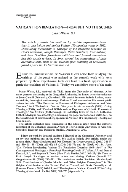 (PDF) Vatican II on Revelation—From behind the Scenes