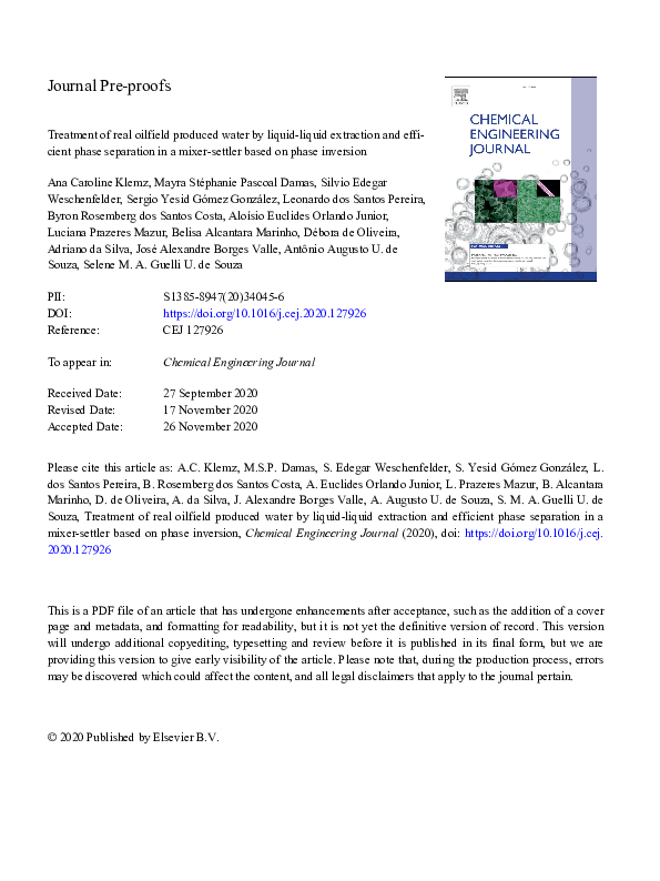 (PDF) Treatment of real oilfield produced water by liquid-liquid ...