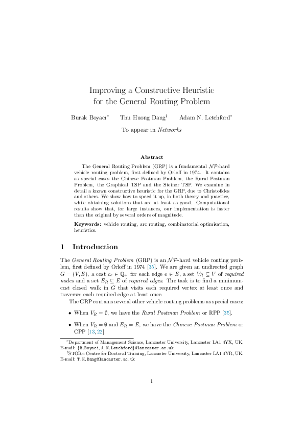 (PDF) Improving a constructive heuristic for the general routing problem