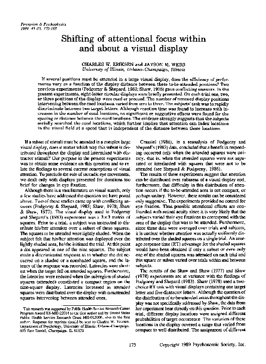 (PDF) Shifting of attentional focus within and about a visual display ...