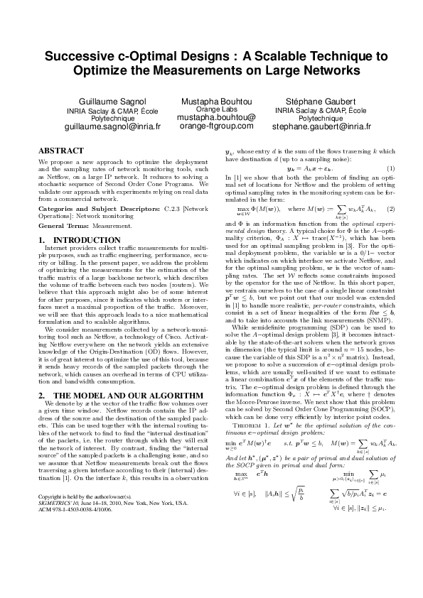 (PDF) Successive c-optimal designs | Mustapha Bouhtou - Academia.edu