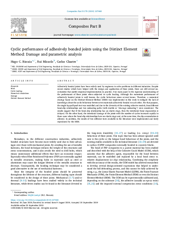 (PDF) Cyclic performance of adhesively bonded joints using the Distinct Element Method: Damage ...