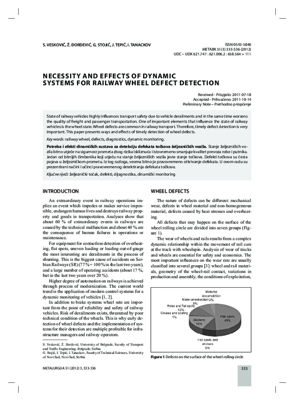 Pdf Necessity And Effects Of Dynamic Systems For Railway Wheel Defect