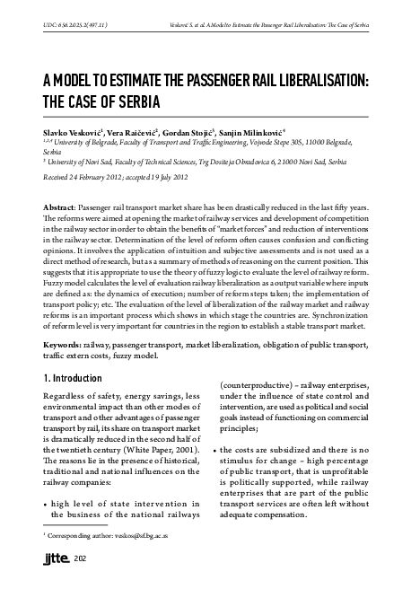 (PDF) A Model to Estimate the Passenger Rail Liberalisation: The Case ...