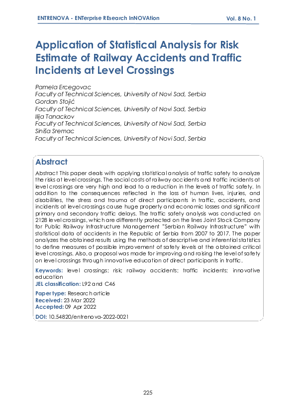(PDF) Application of Statistical Analysis for Risk Estimate of Railway ...