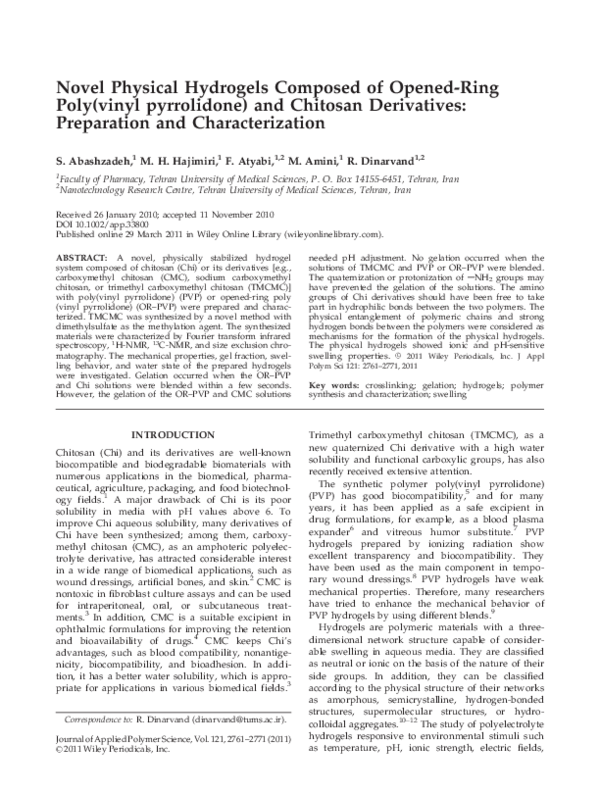 (PDF) Novel physical hydrogels composed of opened-ring poly(vinyl ...