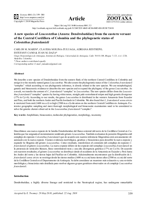 (PDF) A new species of Leucostethus (Anura: Dendrobatidae) from the ...
