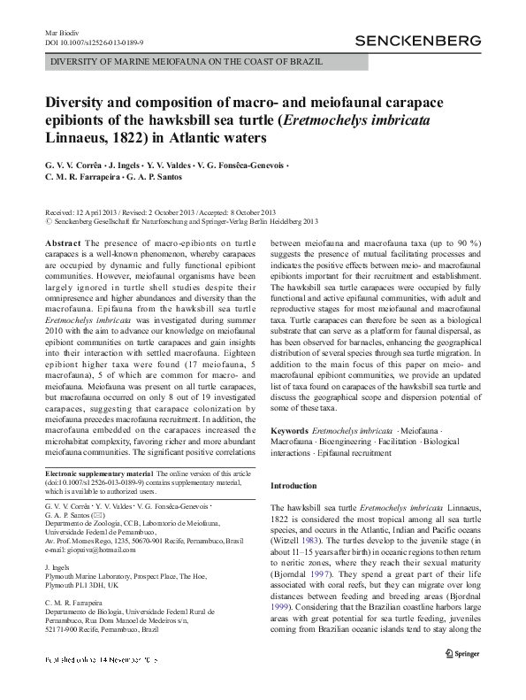 (PDF) Diversity and composition of macro- and meiofaunal carapace ...