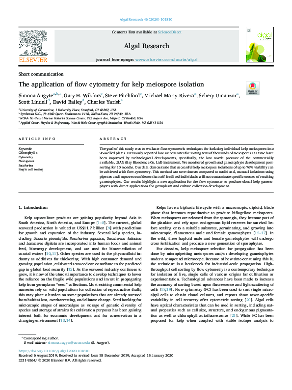 (PDF) The application of flow cytometry for kelp meiospore isolation