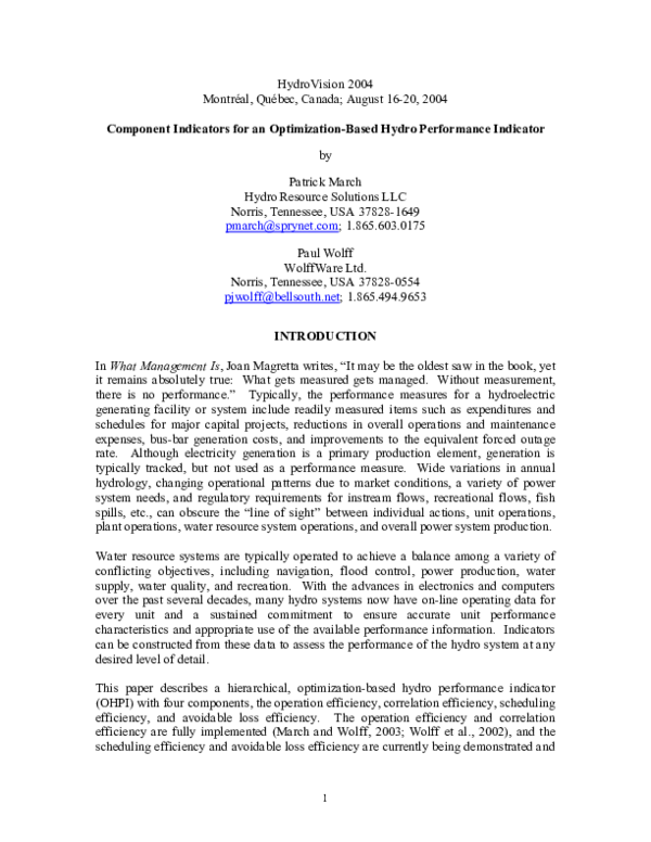 (PDF) Optimization-Based Hydro Performance Indicators