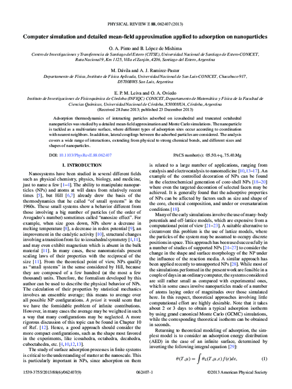 (PDF) Computer simulation and detailed mean-field approximation applied to adsorption on ...