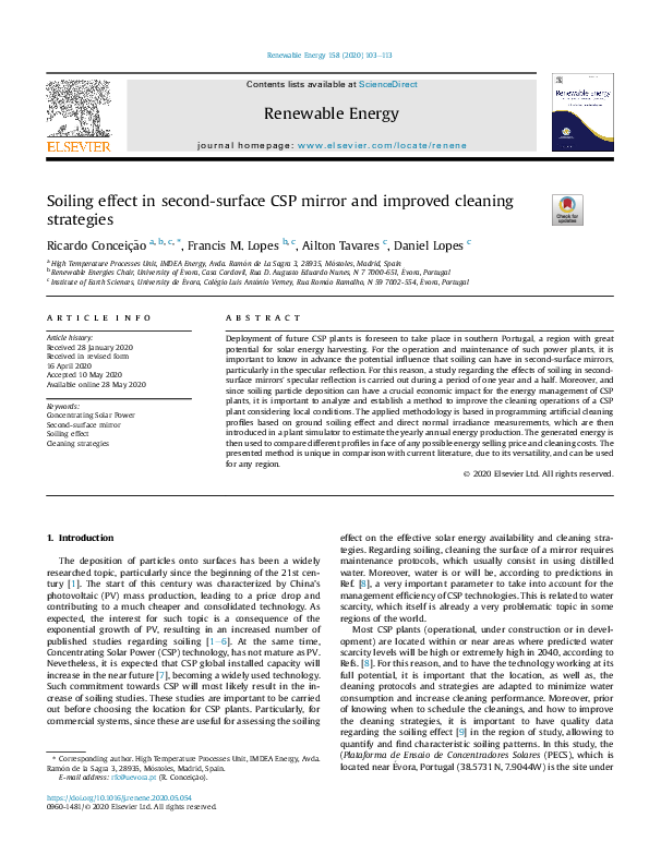 (PDF) Soiling effect in second-surface CSP mirror and improved cleaning ...