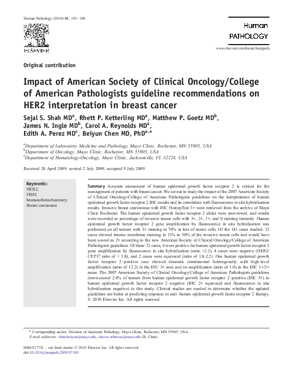 (PDF) Impact of American Society of Clinical Oncology/College of ...