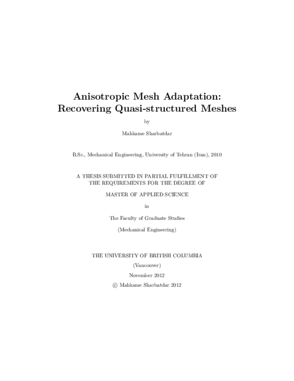 (PDF) Anisotropic Mesh Adaptation: Recovering Quasi-structured Meshes