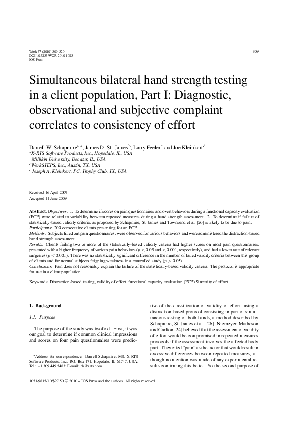 (PDF) Simultaneous bilateral hand strength testing in a client ...