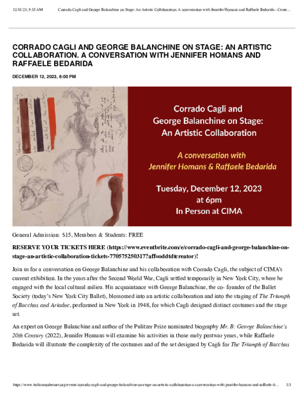 (PDF) CORRADO CAGLI AND GEORGE BALANCHINE ON STAGE: AN ARTISTIC ...