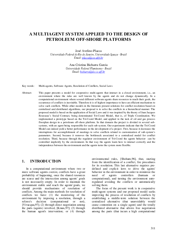 (PDF) A Multiagent System Applied to the Design of Petroleum Off-Shore Platforms