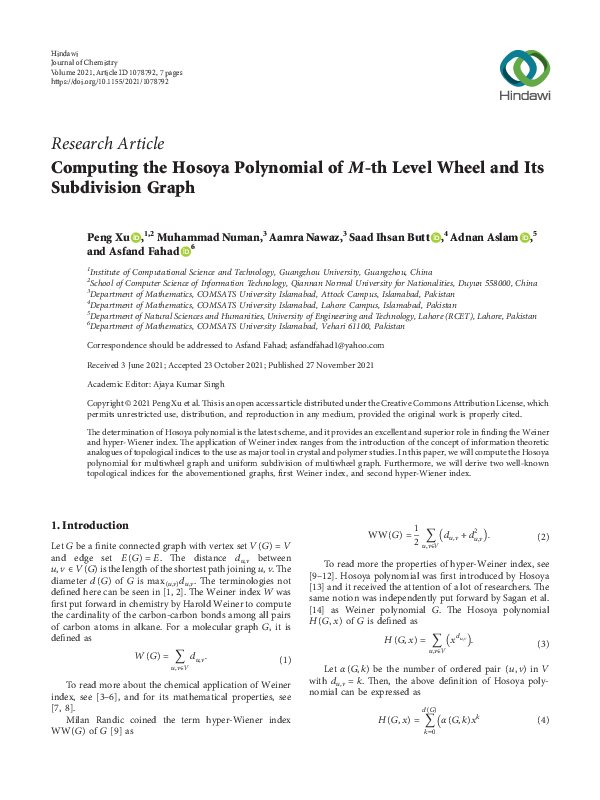 (PDF) Computing the Hosoya Polynomial of M-th Level Wheel and Its ...