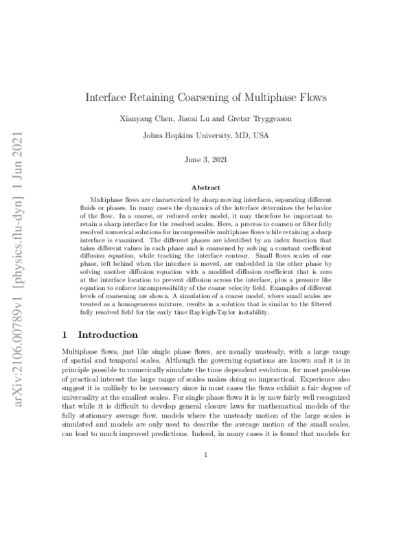 (PDF) Interface retaining coarsening of multiphase flows