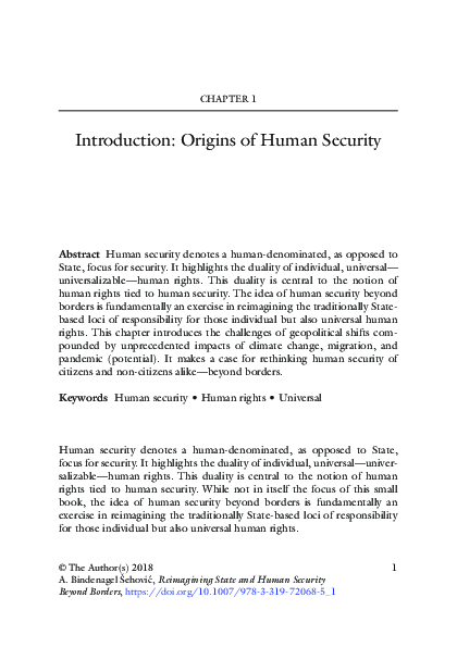 (PDF) Introduction: Origins of Human Security