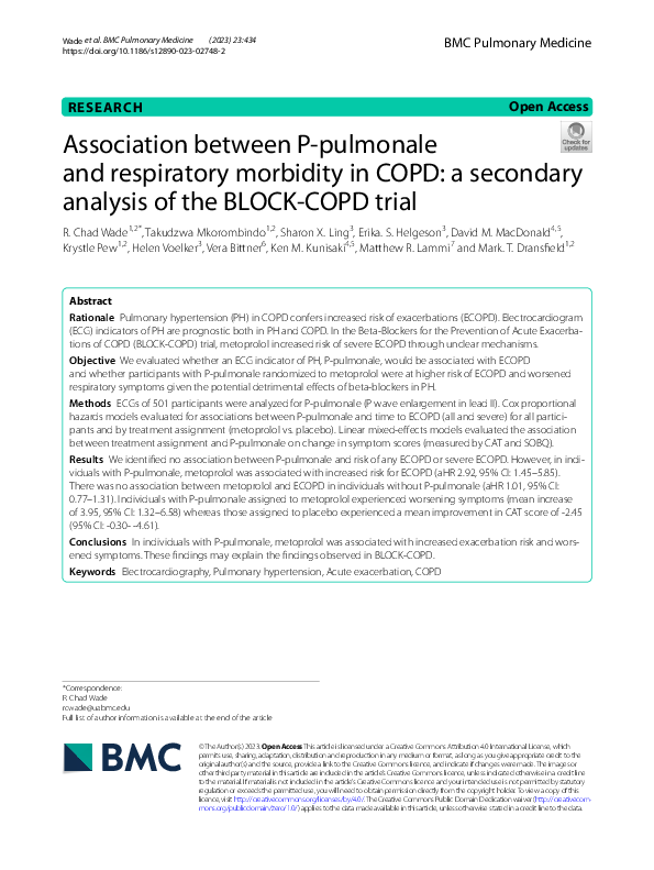 (PDF) Association between P-Pulmonale and Respiratory Morbidity in COPD ...