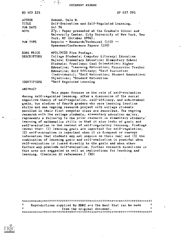 Pdf Self Regulated Learning