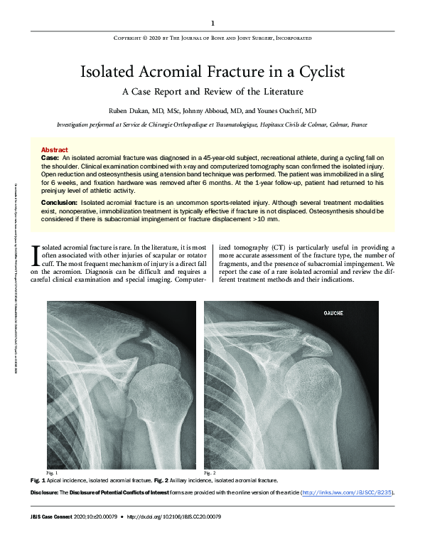 (PDF) Isolated Acromial Fracture in a Cyclist