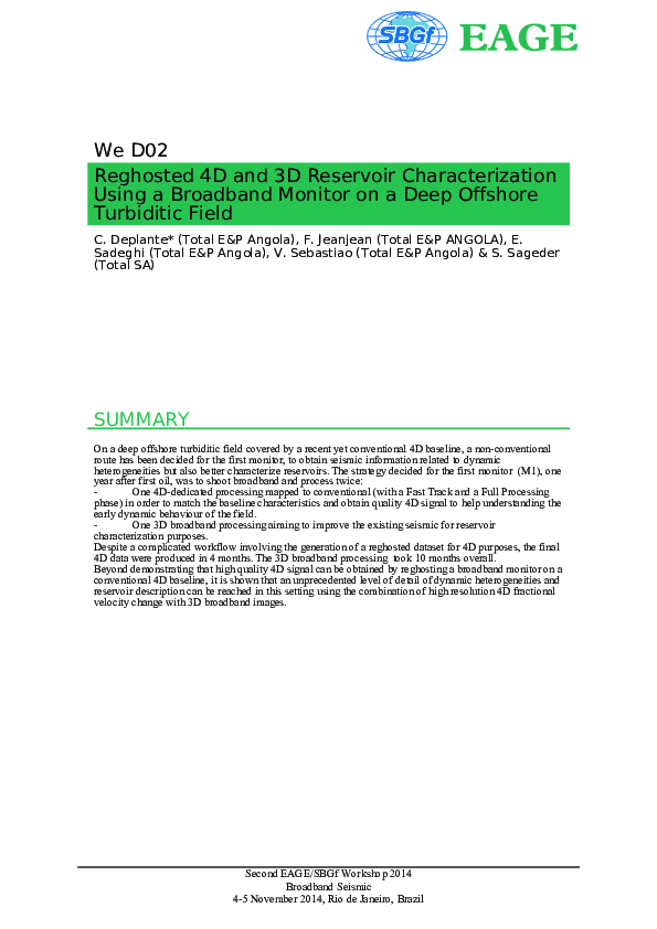 (PDF) Reghosted 4D and 3D Reservoir Characterization Using a Broadband ...