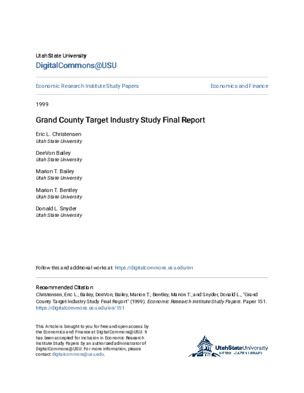 (PDF) Grand County Target Industry Study Final Report | Marion Bentley ...