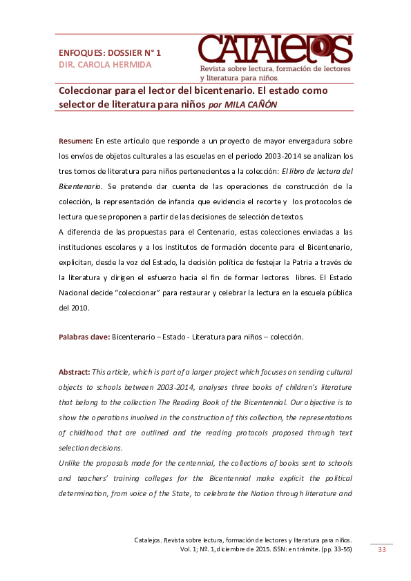 (PDF) Coleccionar para el lector del Bicentenario. El Estado como ...