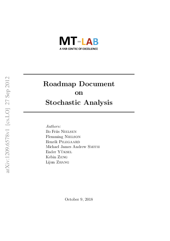 (PDF) Roadmap Document on Stochastic Analysis