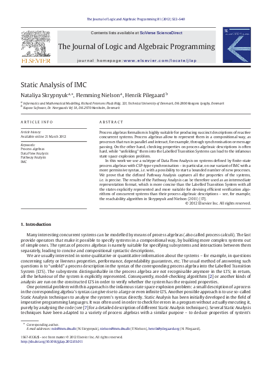(PDF) Static Analysis of IMC | Henrik Pilegaard - Academia.edu