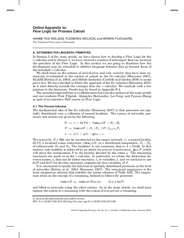 (PDF) Flow Logic for Process Calculi
