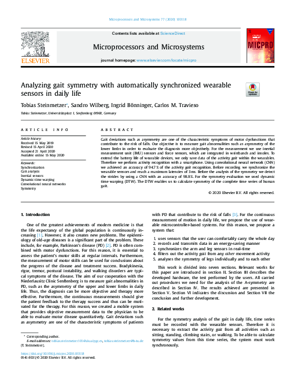 (PDF) Analyzing gait symmetry with automatically synchronized wearable sensors in daily life