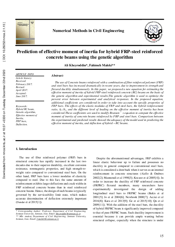 (PDF) Prediction of effective moment of inertia for hybrid FRP-steel ...