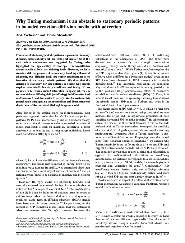 (PDF) Why Turing mechanism is an obstacle to stationary periodic patterns in bounded reaction ...