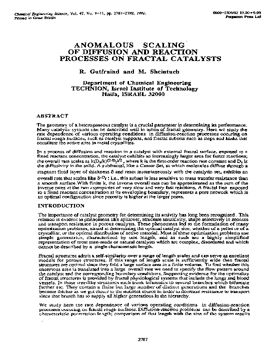 (PDF) Anomalous scaling of diffusion and reaction processes on fractal catalysts