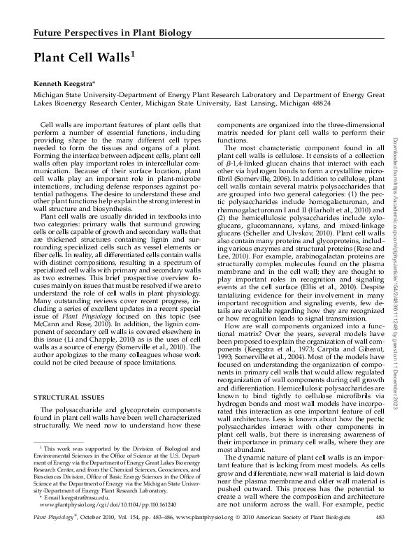 (PDF) Plant Cell Walls