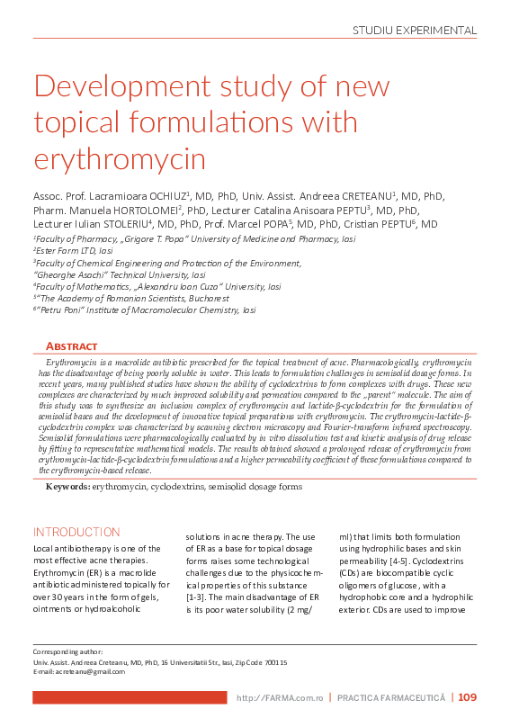 (PDF) Development study of new topical formulations with erythromycin