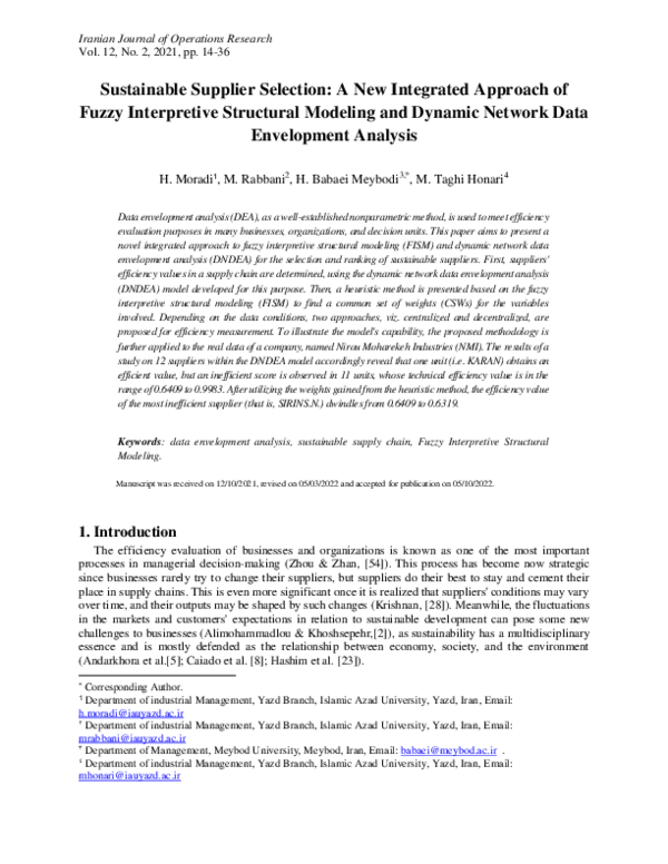 Pdf Sustainable Supplier Selection A New Integrated Approach Of Fuzzy Interpretive Structural