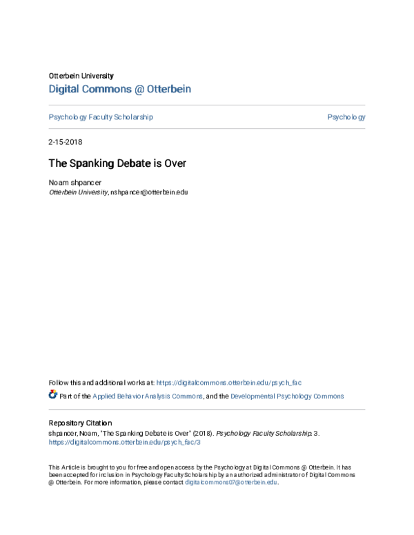 (PDF) The Spanking Debate is Over
