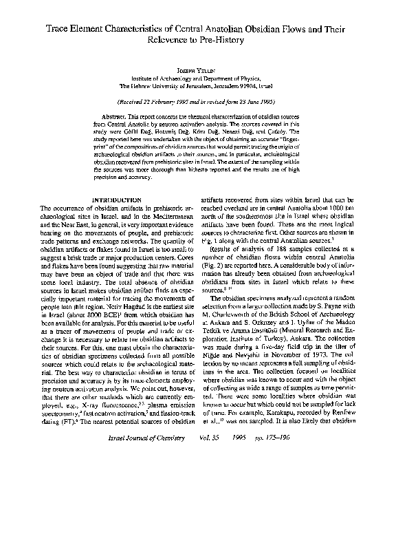(PDF) Trace Element Characteristics of Central Anatolian Obsidian Flows ...